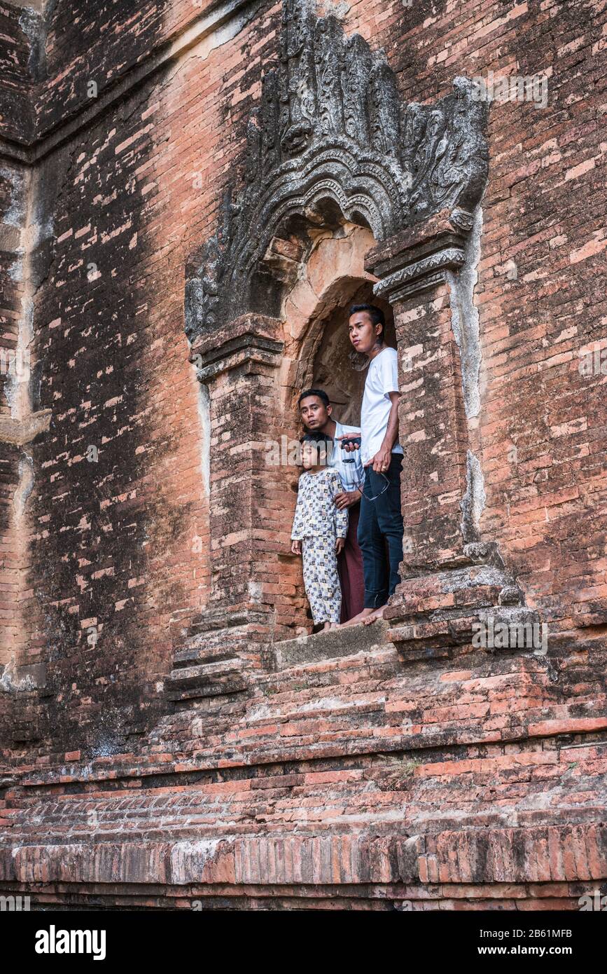Tourists in the Dhammayan Gyi Temple, Bagan, Myanmar, Asia Stock Photo ...