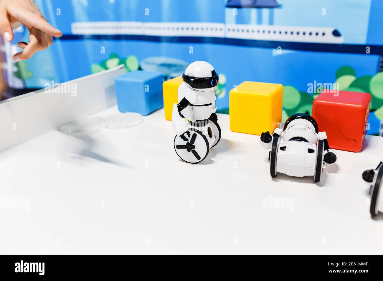 A small modern toy robot on two wheels balances with a gyro Stock Photo ...