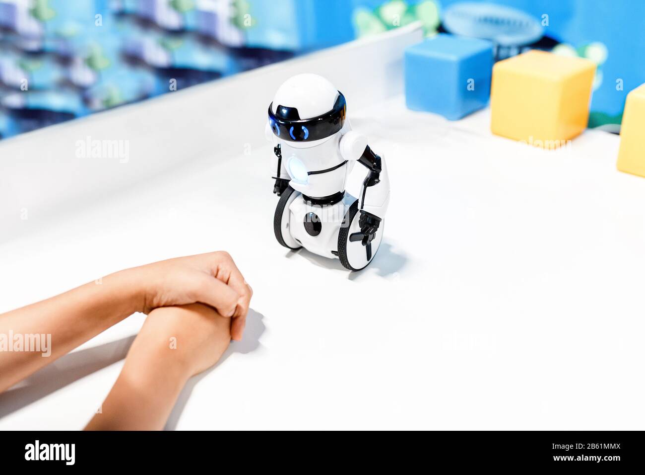 A small modern toy robot on two wheels balances with a gyro Stock Photo ...