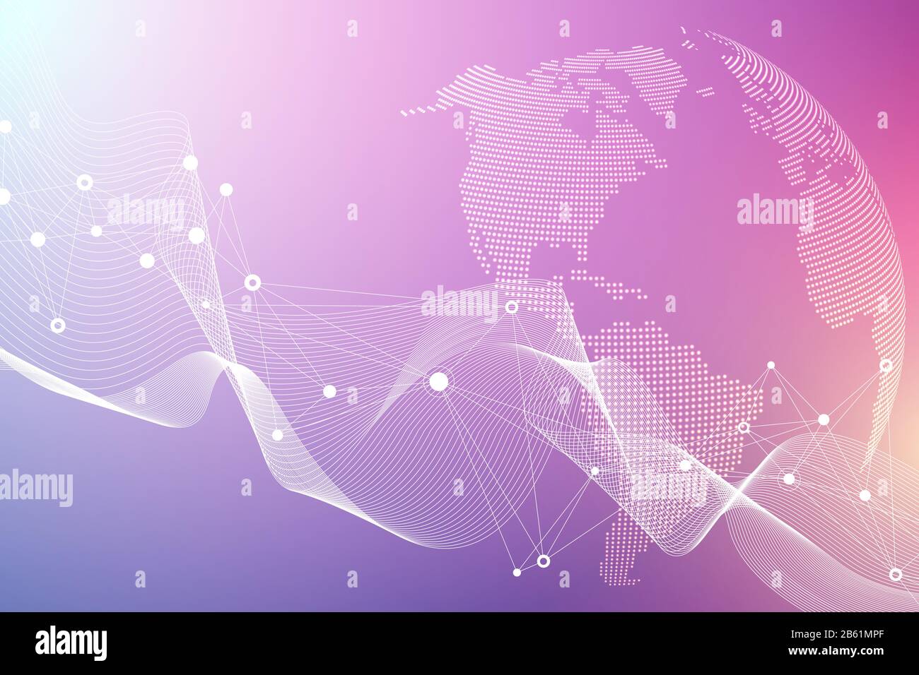 Geometric abstract background with connected line and dots. Network and ...