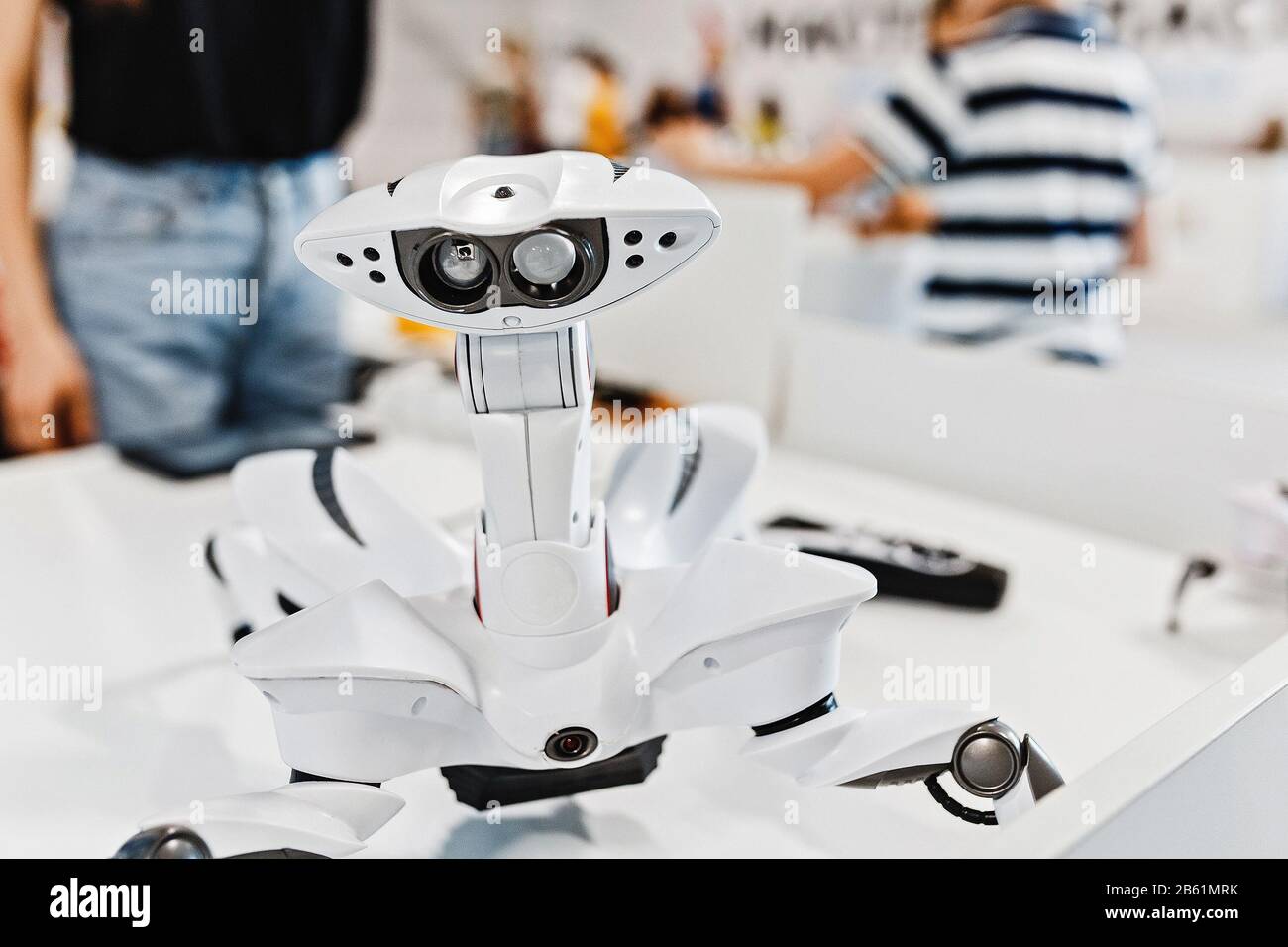 A small white spider robot - arachnoid. Artificial Intelligence and spy ...