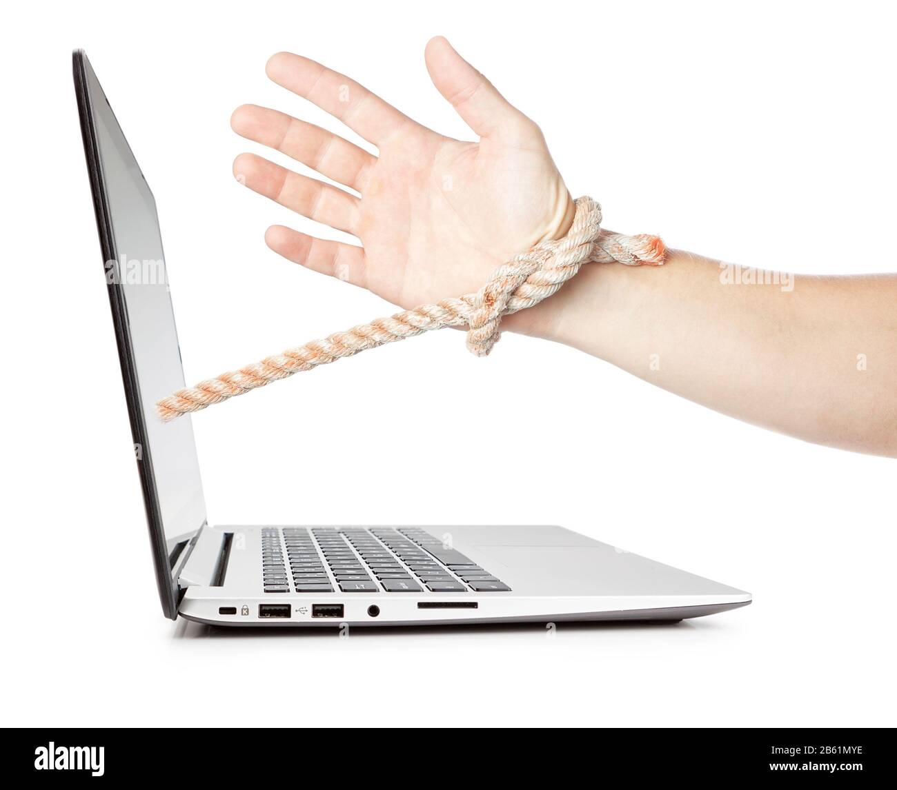 Dependence of man on the computer. Concept technology development Stock ...