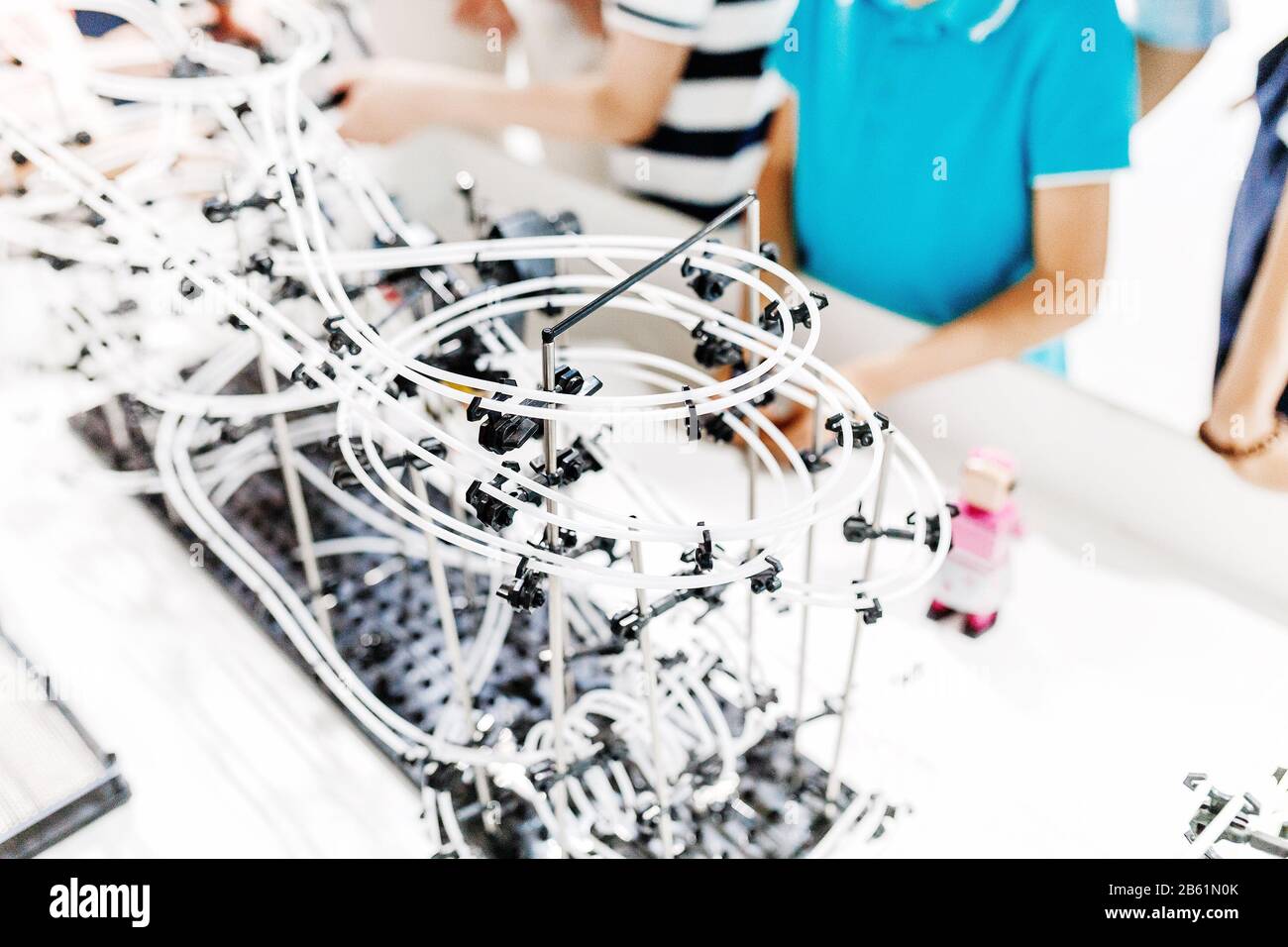 A child's roller coaster toy building designer kit Stock Photo - Alamy