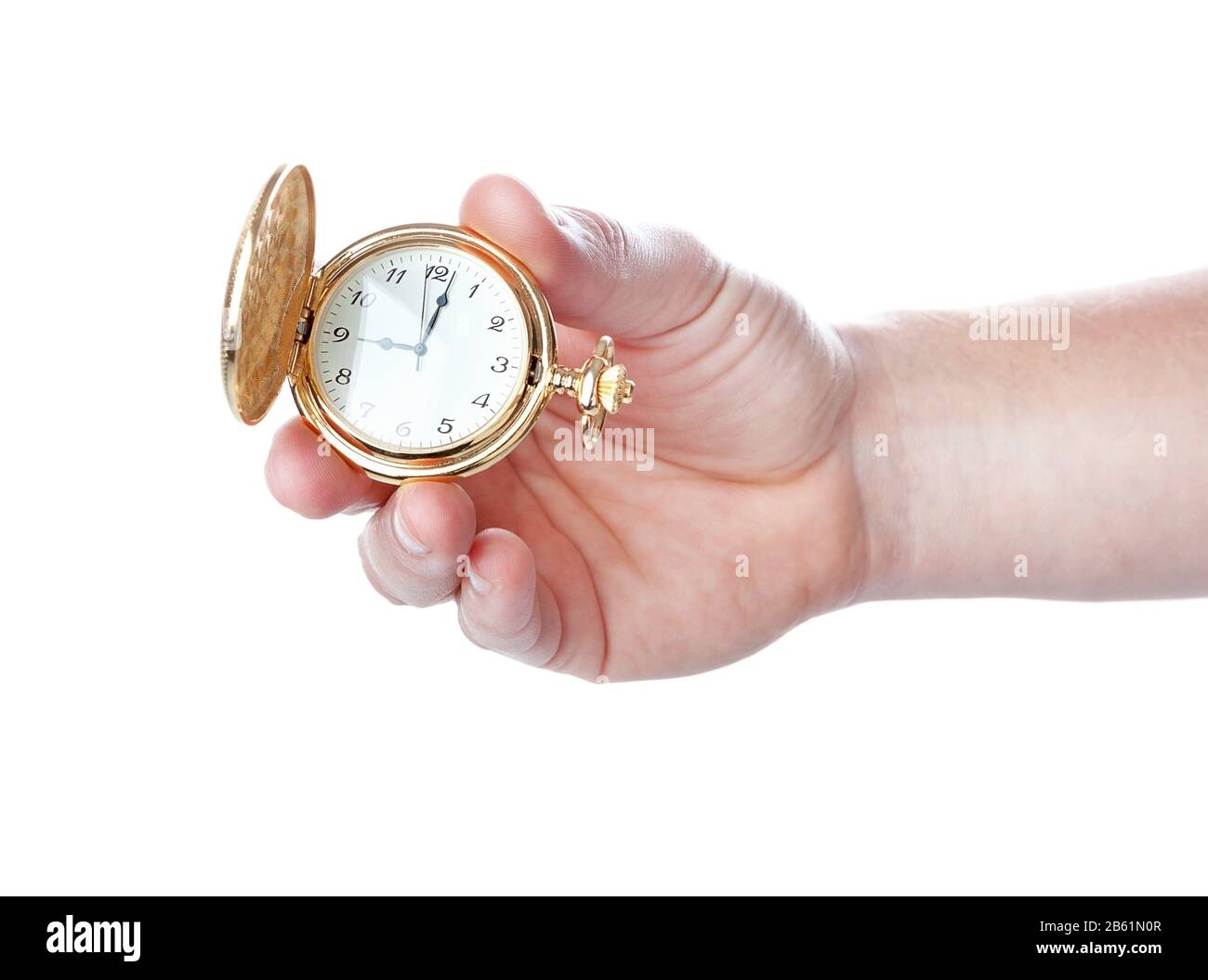 Antique pocket watch in his hand man. Close-up Stock Photo - Alamy