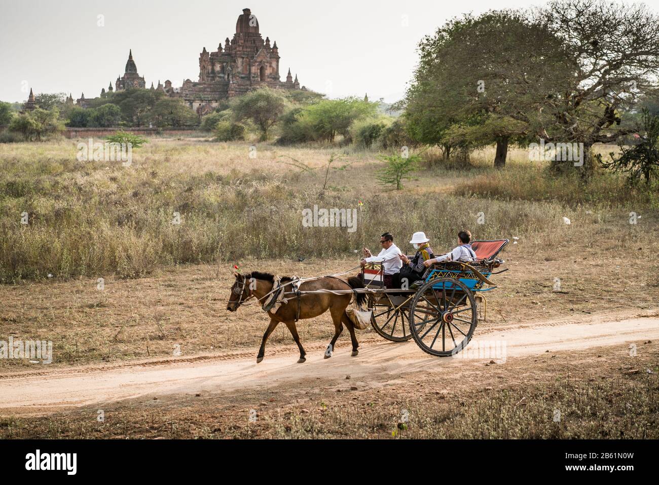 Tourists on the horse cart, Bagan, Myanmar, Asia Stock Photo - Alamy