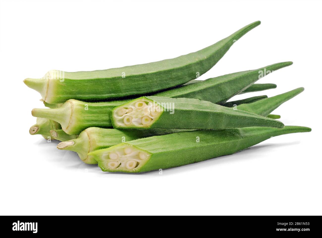 Fresh okra vegetable isolated on white background Stock Photo - Alamy