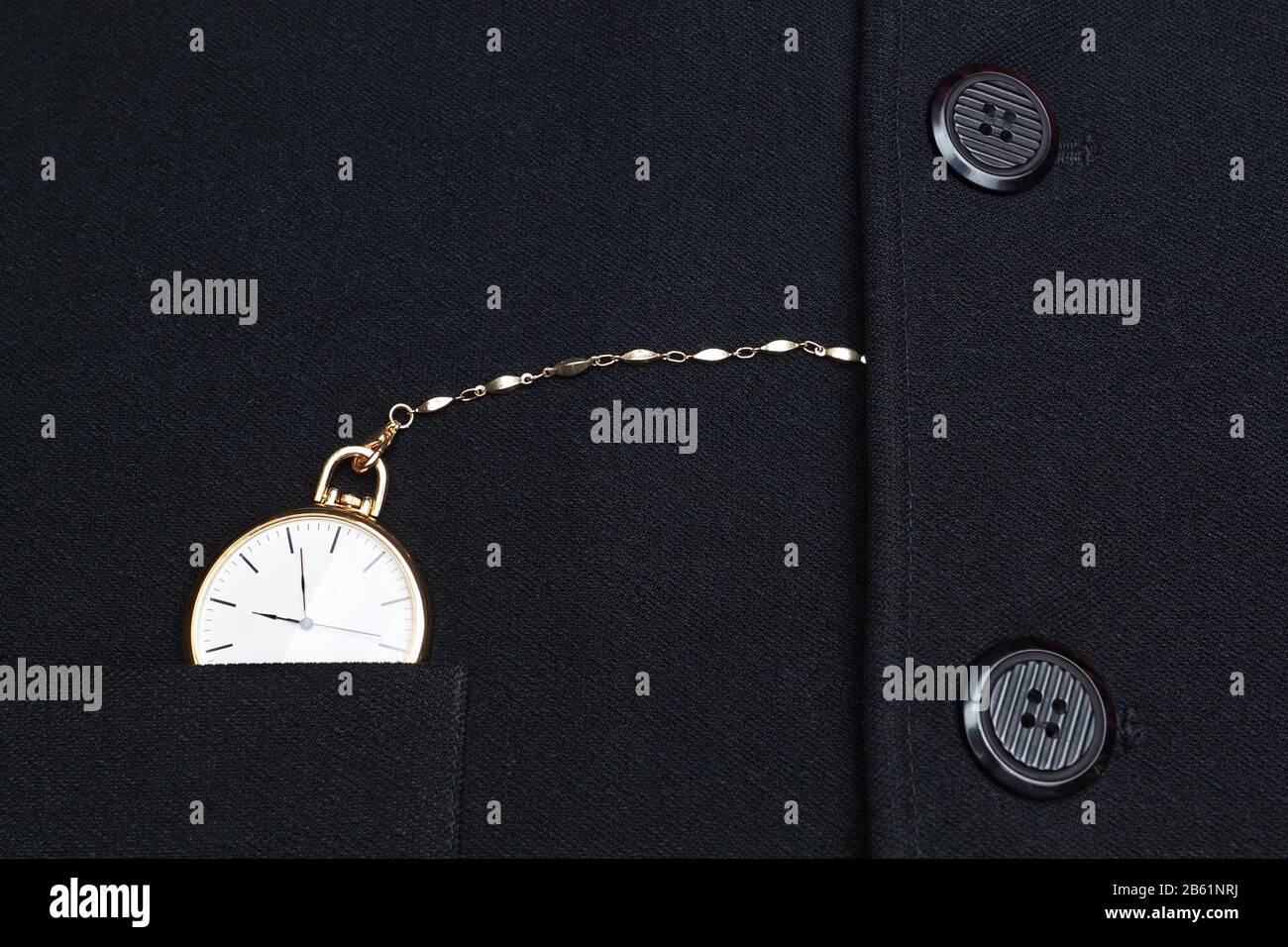 Pocket watch on a chain hidden in the jacket businessman Stock Photo ...
