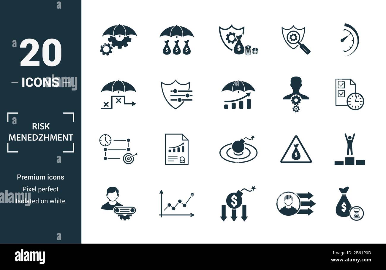 Risk Management icon set. Include creative elements risk management ...
