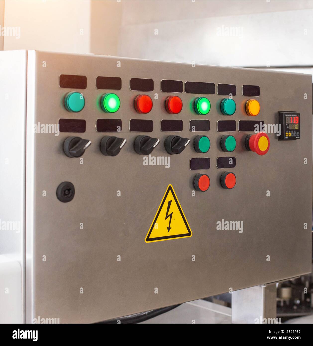 Production line control panel, industry. Multi-colored buttons Stock ...