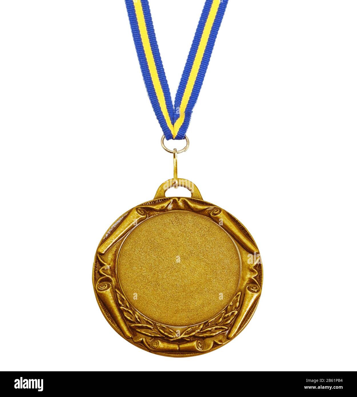 Round golden badge red ribbon hi-res stock photography and images - Alamy