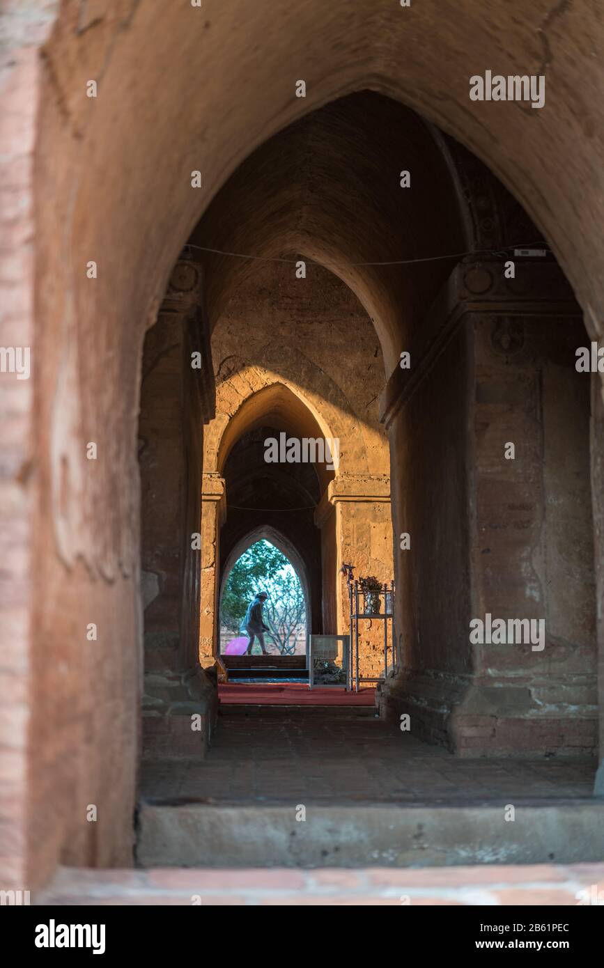 Tourists in the Dhammayan Gyi Temple, Bagan, Myanmar, Asia Stock Photo ...