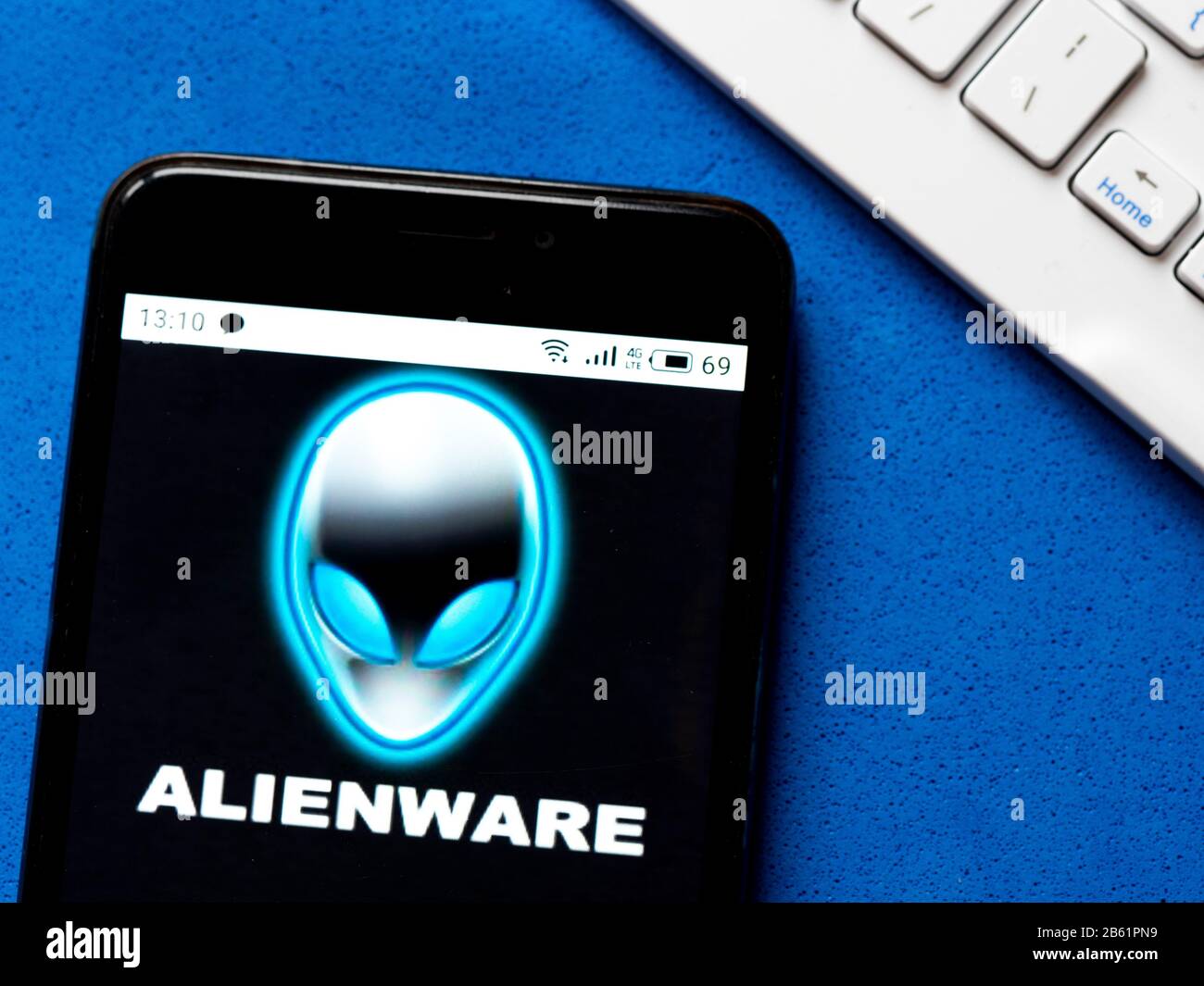In this photo illustration an Alienware logo seen displayed on a ...
