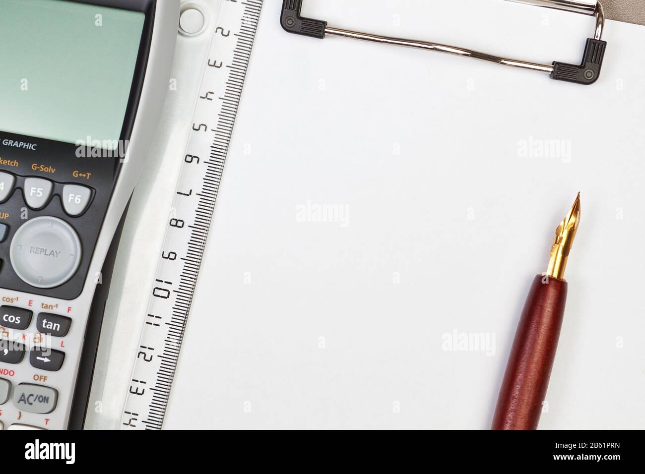 Calculator on the notebook pen and a ruler. For business Stock Photo ...