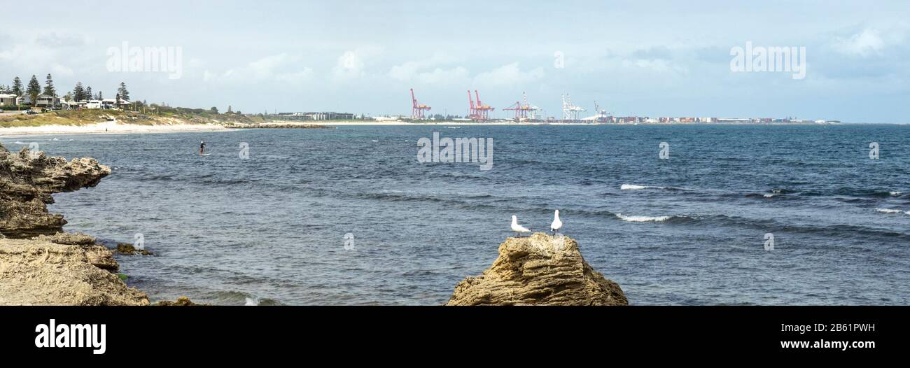 Rocks and reef Indian Ocean at South Cottesloe Beach Perth WA Australia ...