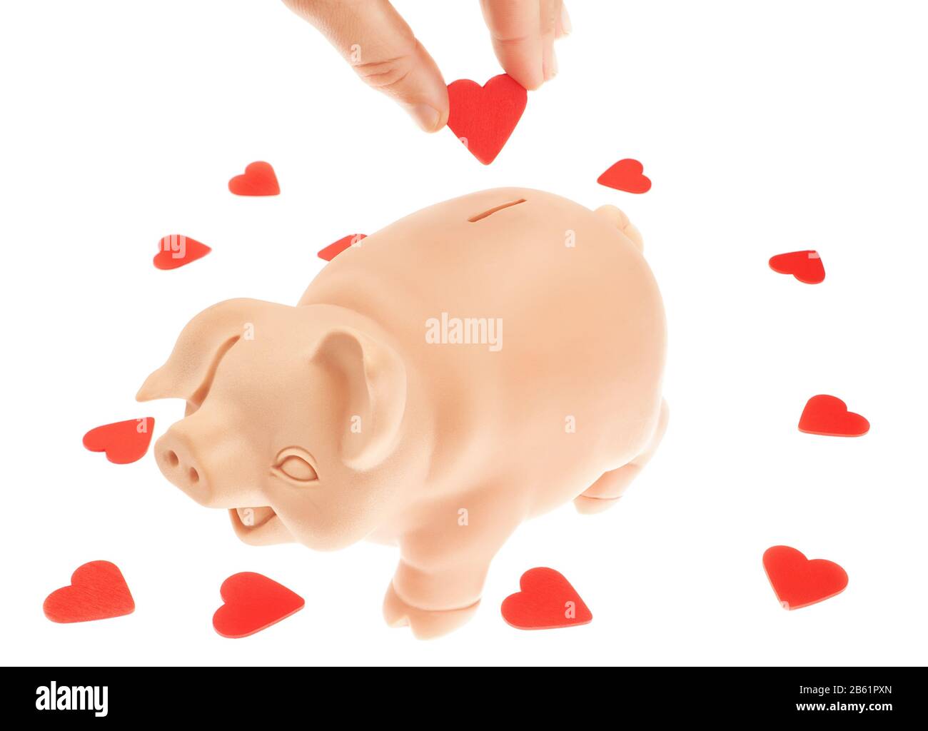 Cute piglet-piggy bank for the collection of hearts. Valentine's Day ...