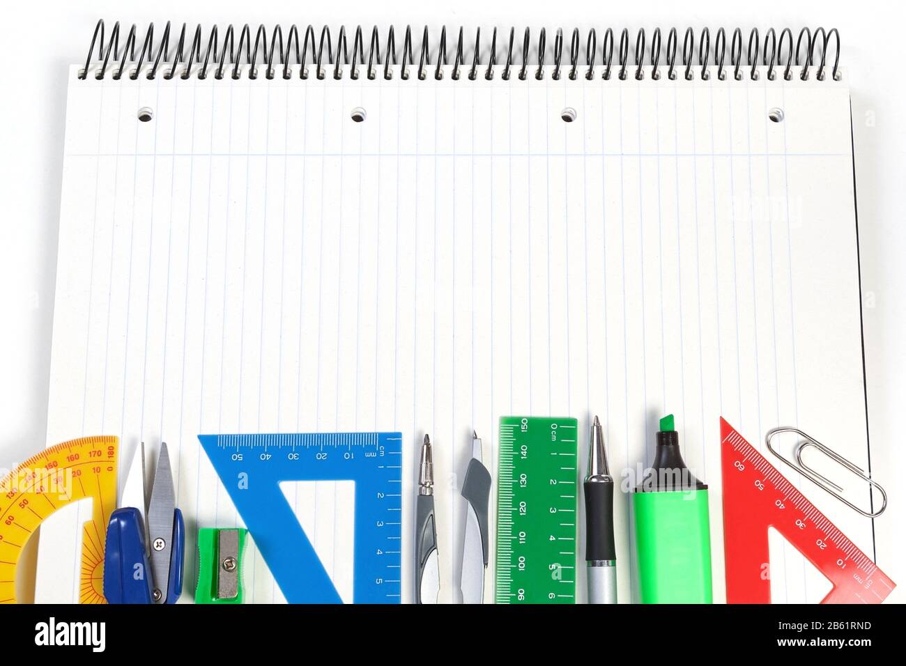 A set of office tools on the notebook to take notes. Frame for notes ...