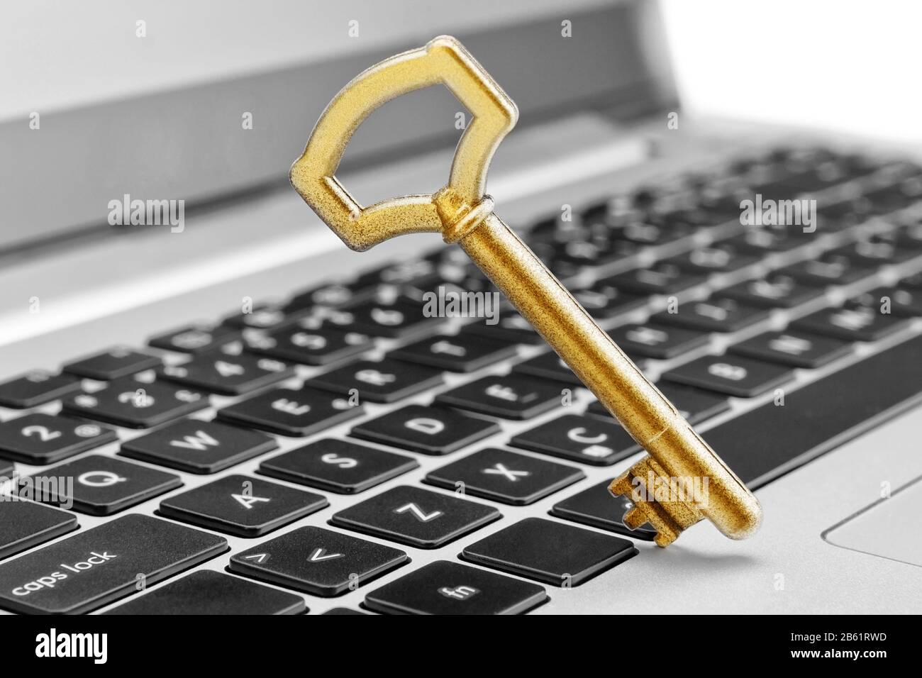 Golden key symbol of security in Internet and computer science. On the ...