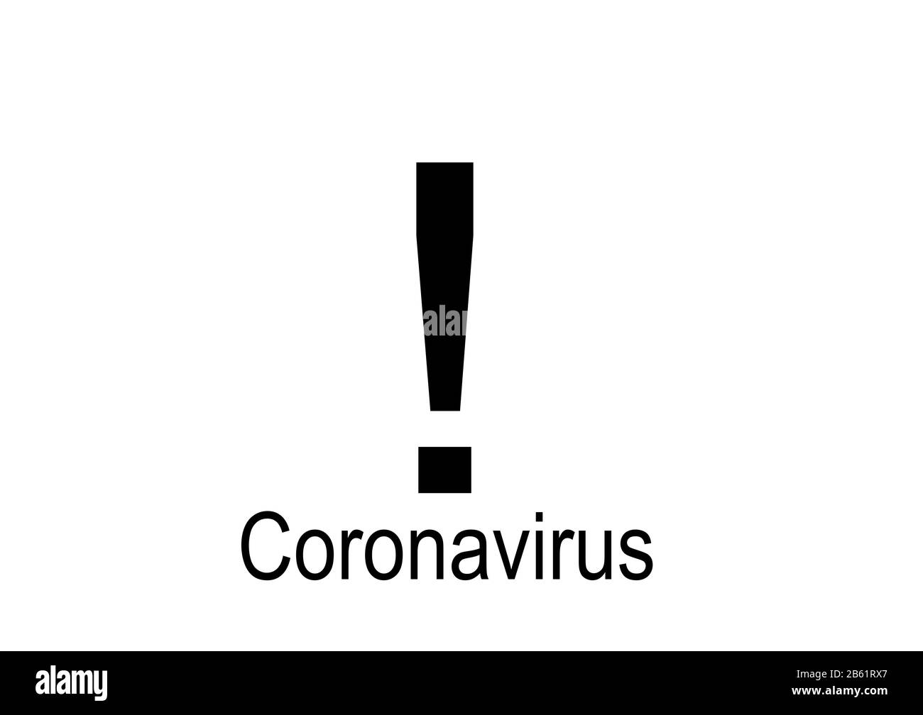 Corona virus, text, exclamation mark, cut out, white background Stock ...