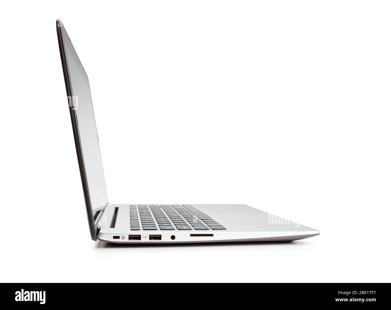 Modern laptop side view, on white background Stock Photo - Alamy