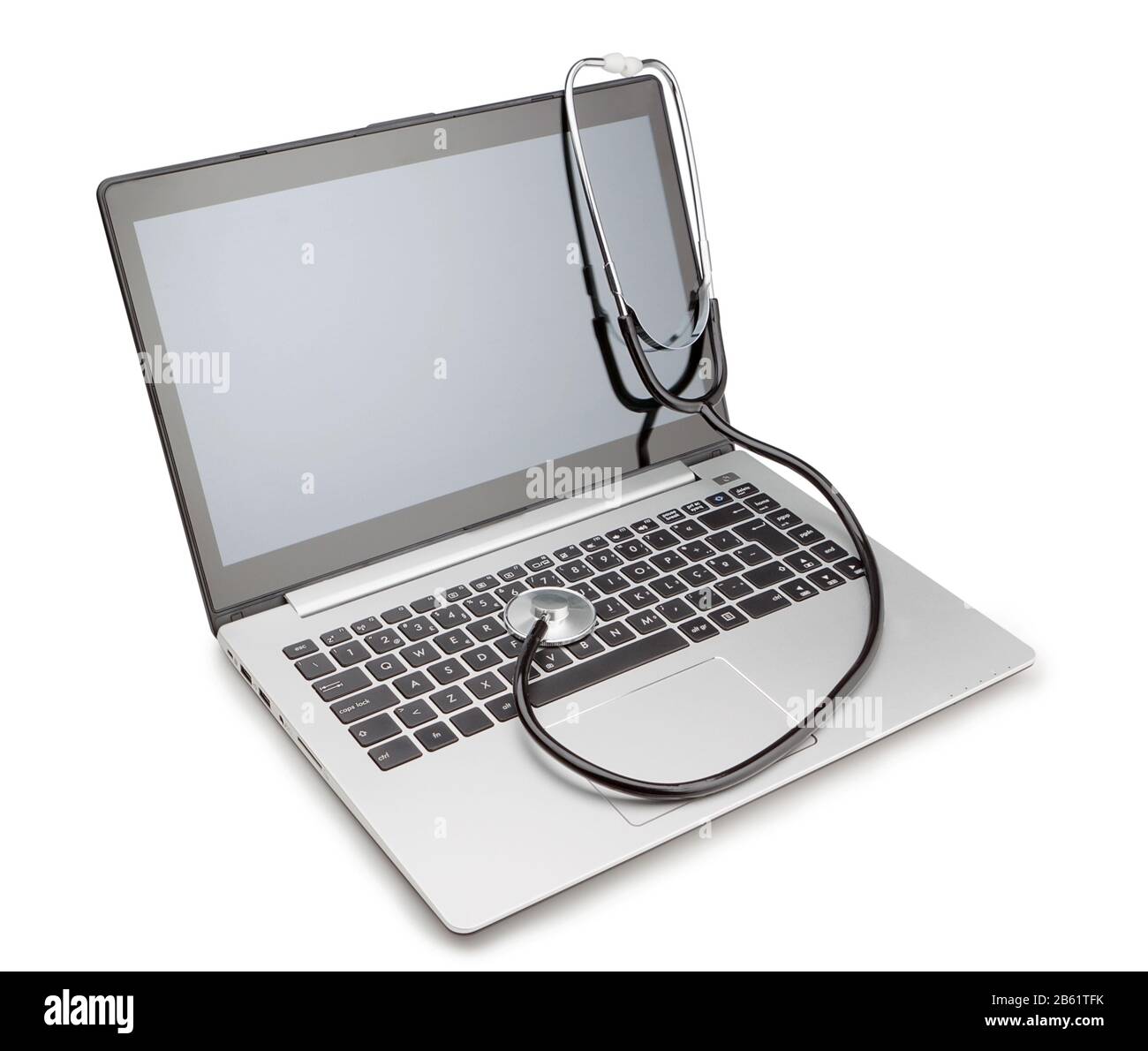 Laptop and stethoscope Cut Out Stock Images & Pictures - Alamy