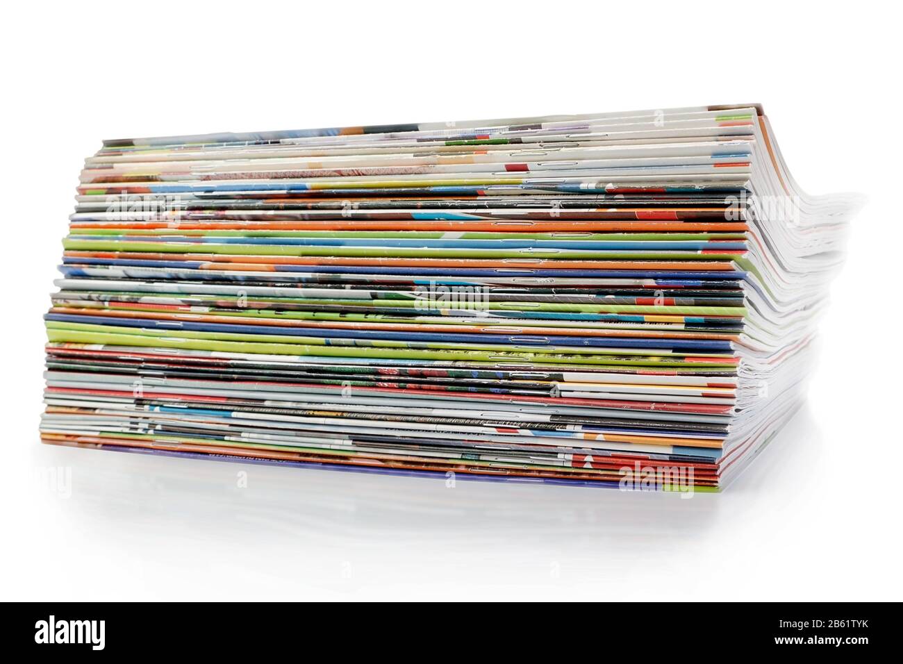 A large stack of magazines. On a white background with shadow Stock ...