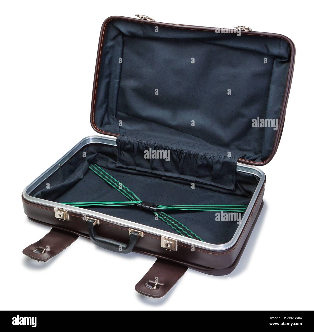 Classic vintage leather suitcase. In the open state Stock Photo - Alamy