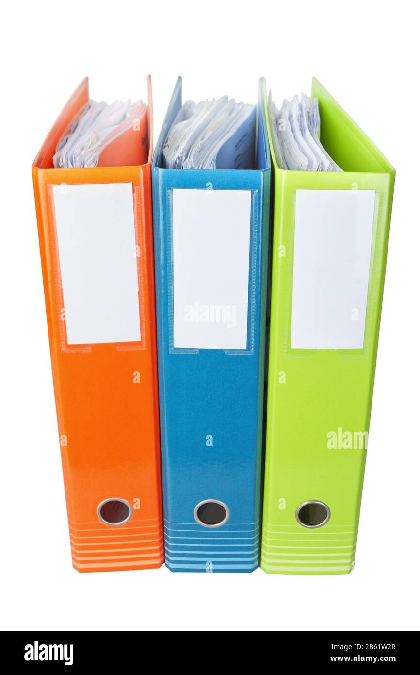 Office folders with documents. On a white background Stock Photo - Alamy