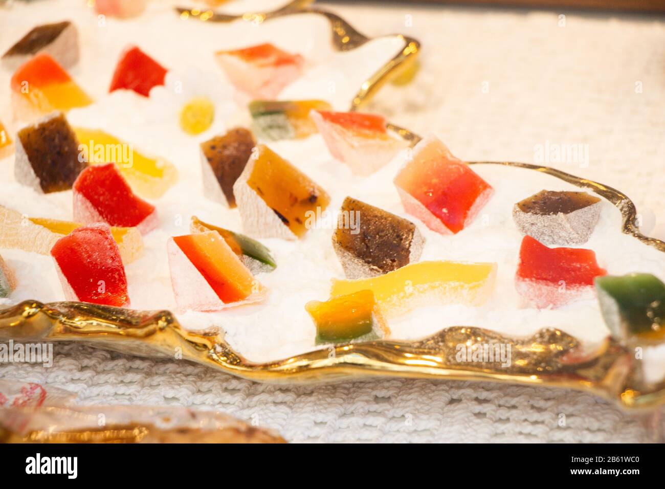 Traditional Turkish Delight, Sugar coated soft candy Stock Photo - Alamy