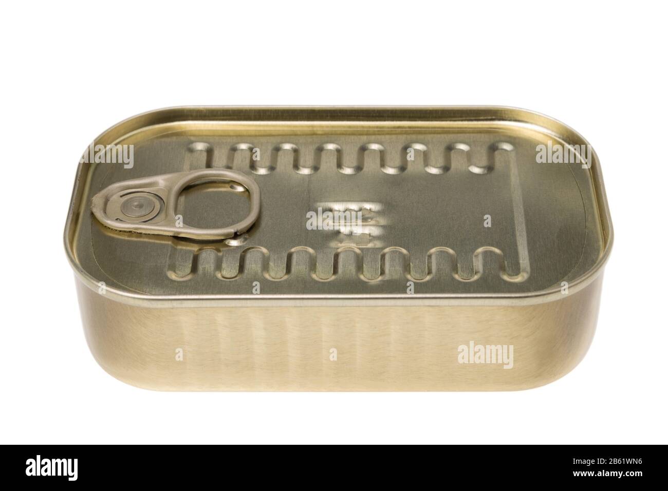 Canned fish in a tin can. On a white background, close-up Stock Photo ...