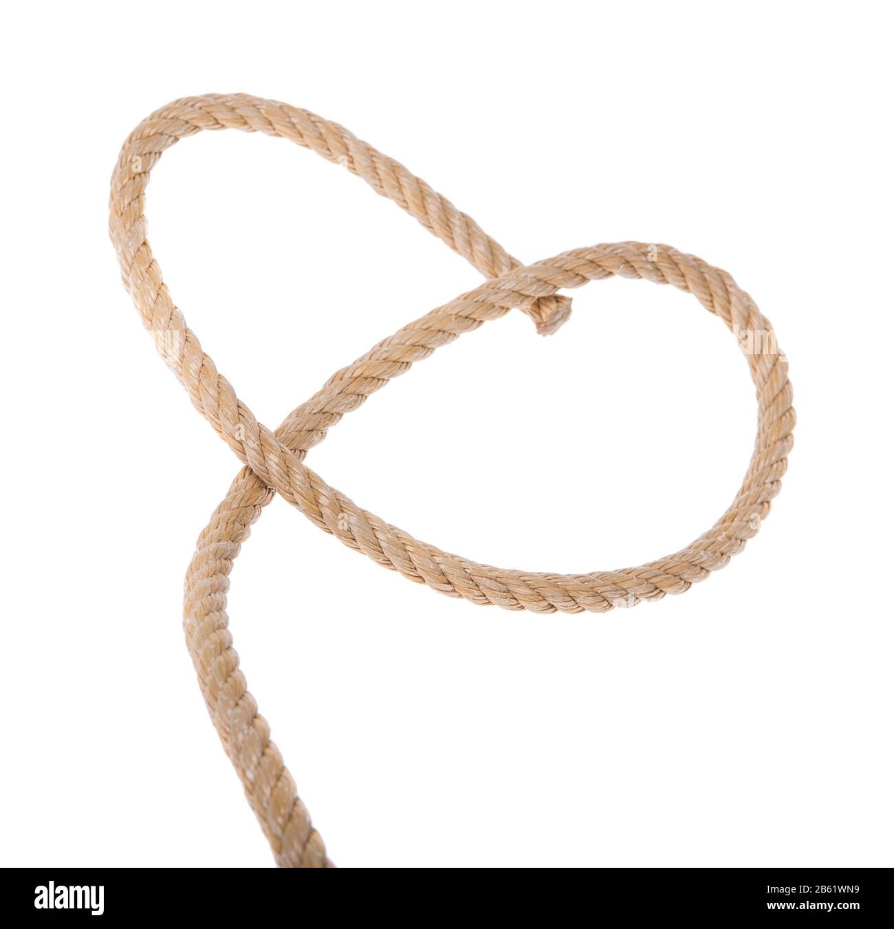 Hank and the loop of thick rope. Close-up on a white background Stock ...