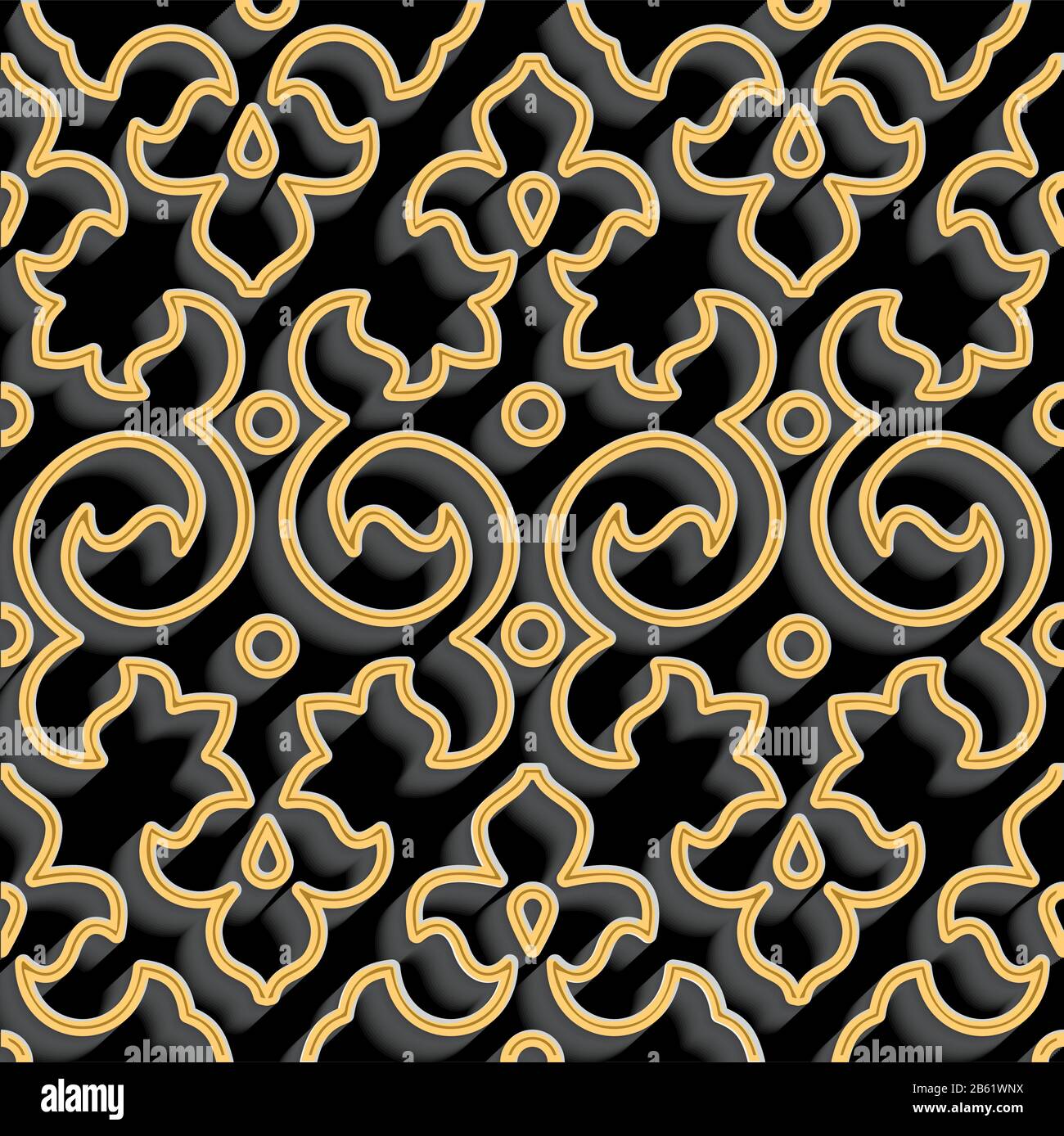 oriental 3d Seamless Pattern Background. Vector Curl Decoration For ...