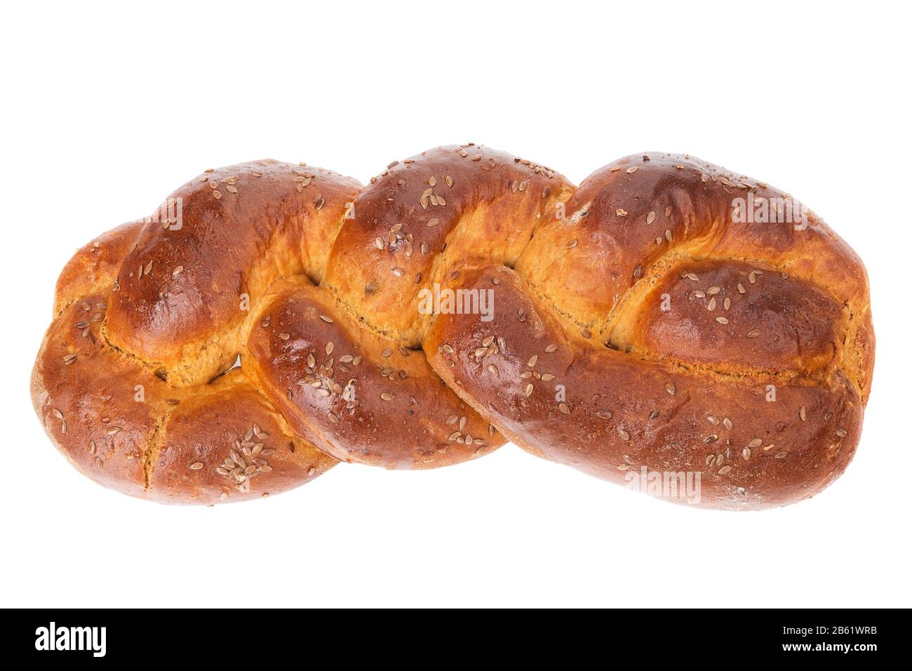 Homemade baked bread form pigtails. On a white background close-up ...