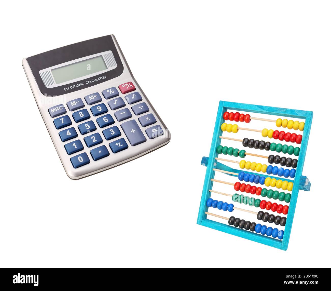 Comparison of classical and contemporary abacus vintage calculator. On ...