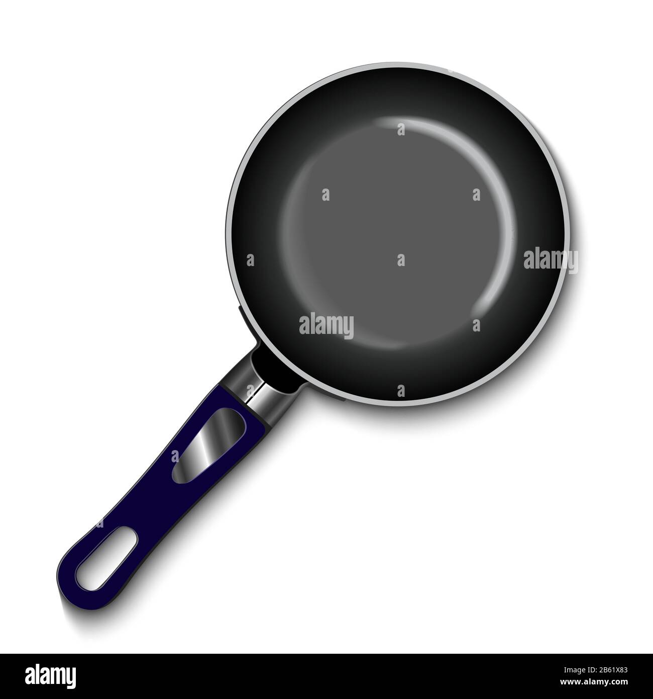 Empty frying pan, top view isolated on white background. Realistic ...