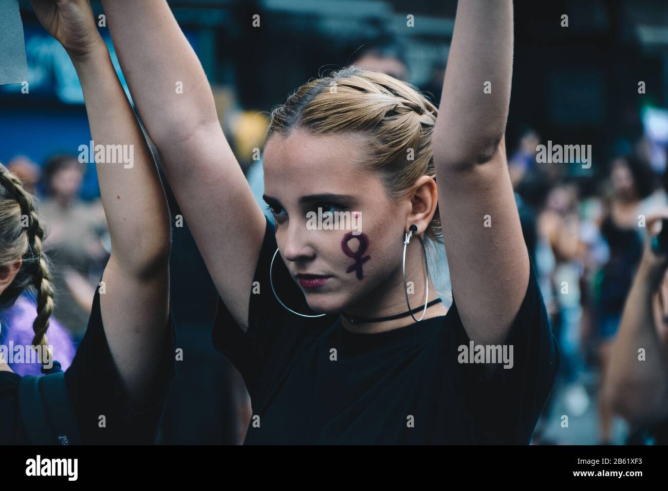 Woman in the 8M protest Stock Photo - Alamy