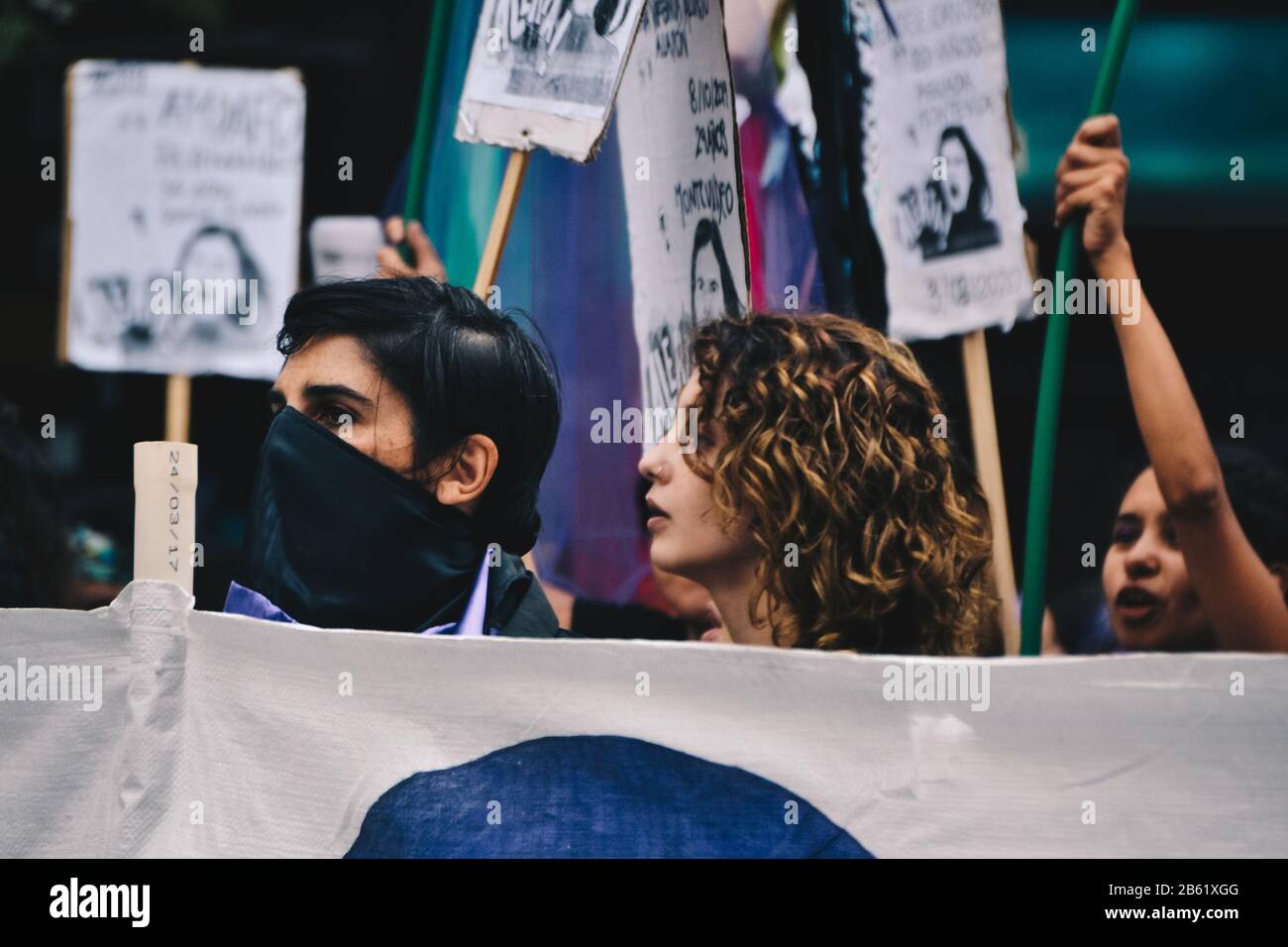 Woman in the 8M protest Stock Photo - Alamy