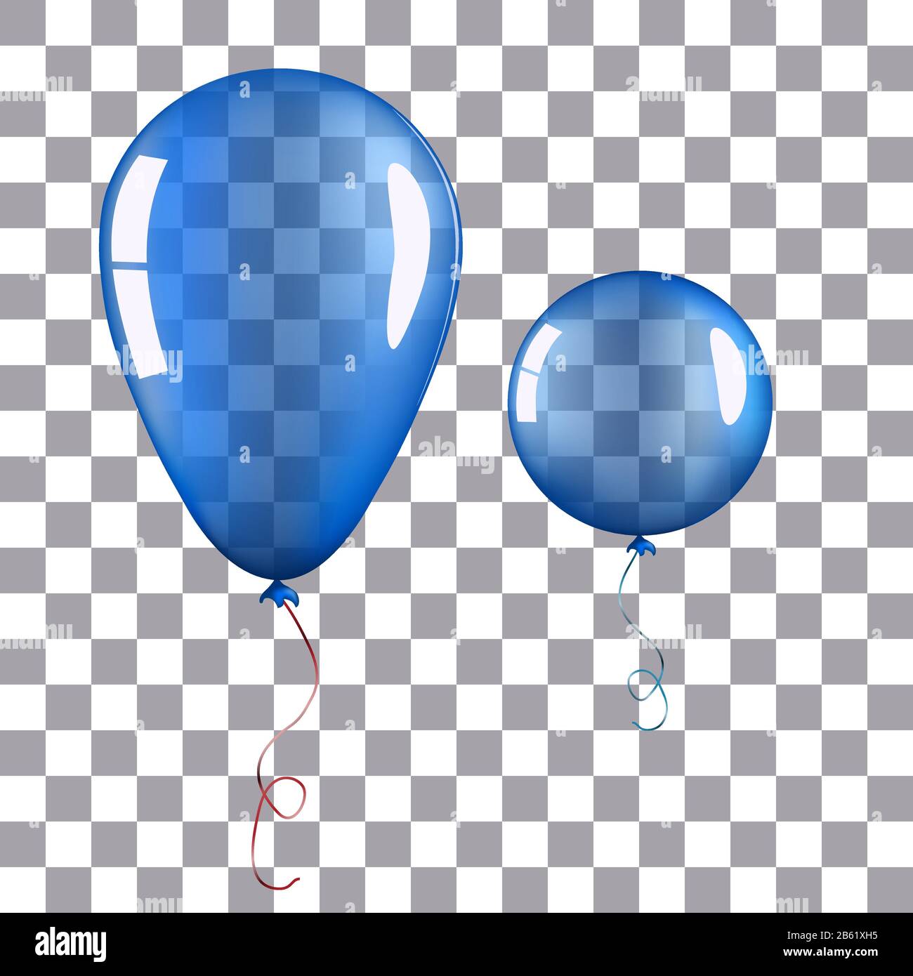 Transparent blue helium balloon. Isolated vector illustration on plaid ...