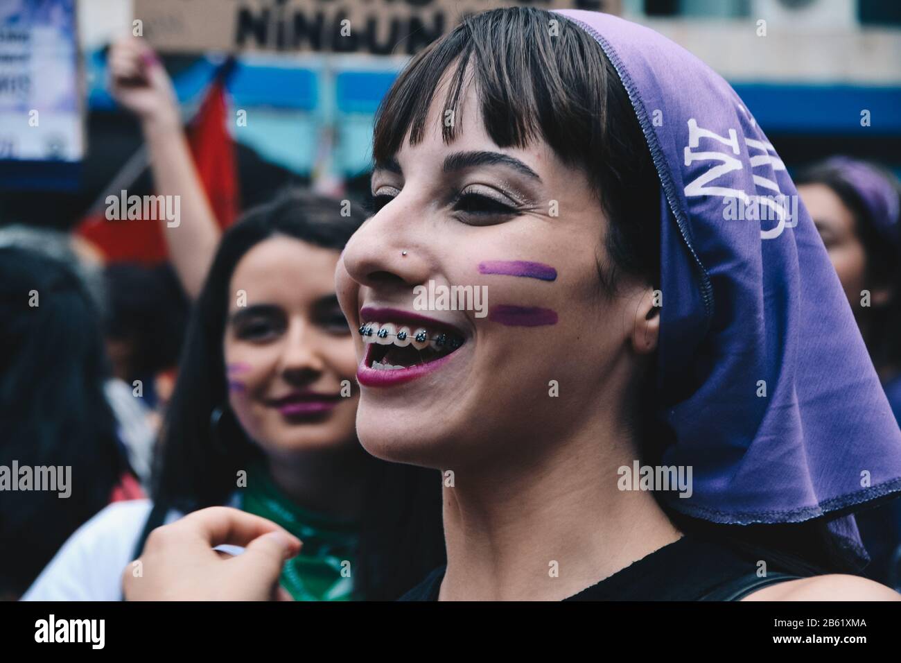 Woman in the 8M protest Stock Photo - Alamy