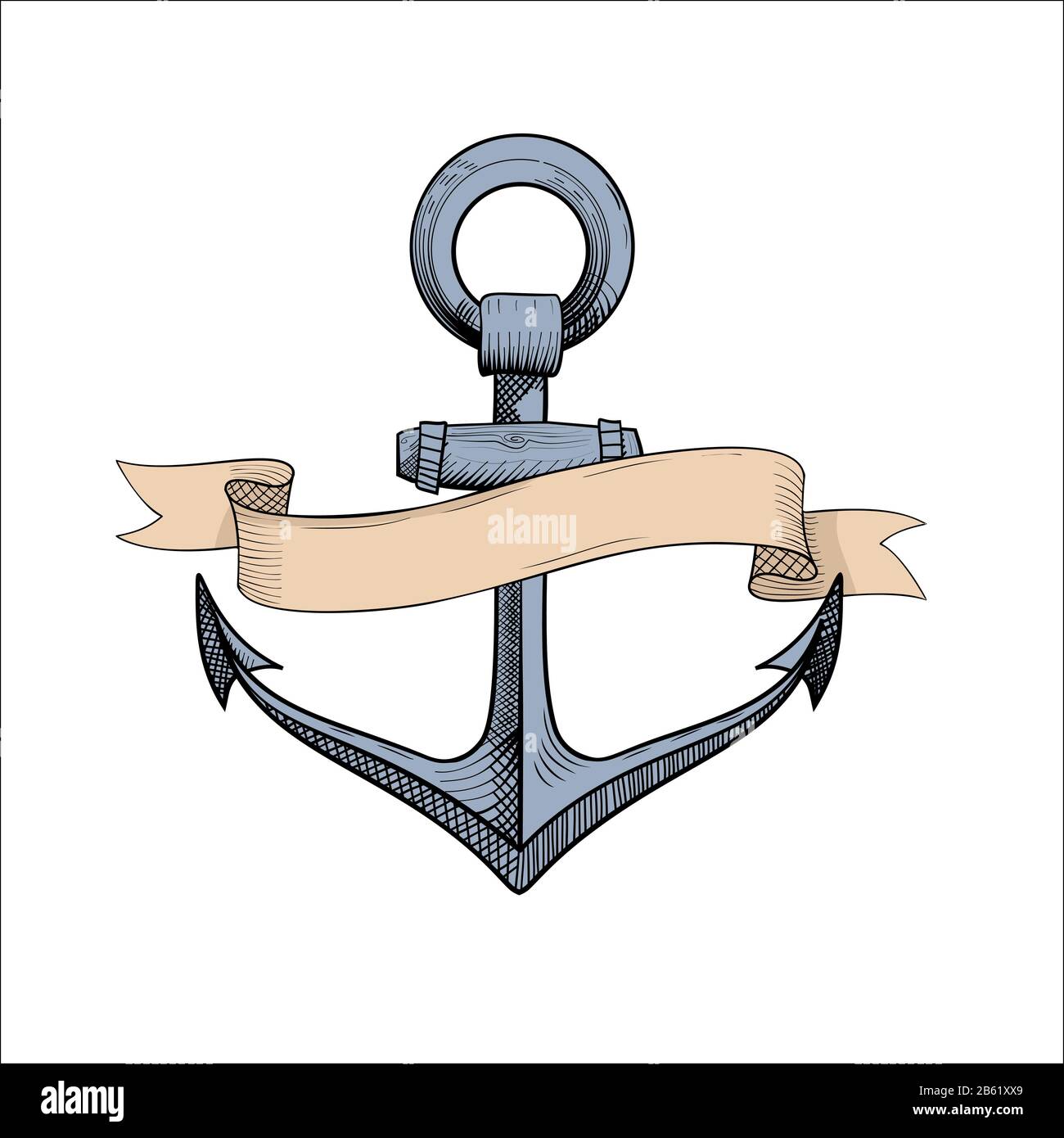Vintage anchor with ribbons for heraldic design, such a logo ...