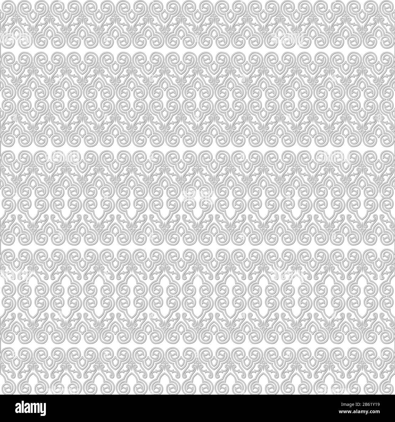 oriental 3d Seamless Pattern Background. Vector Curl Decoration For ...