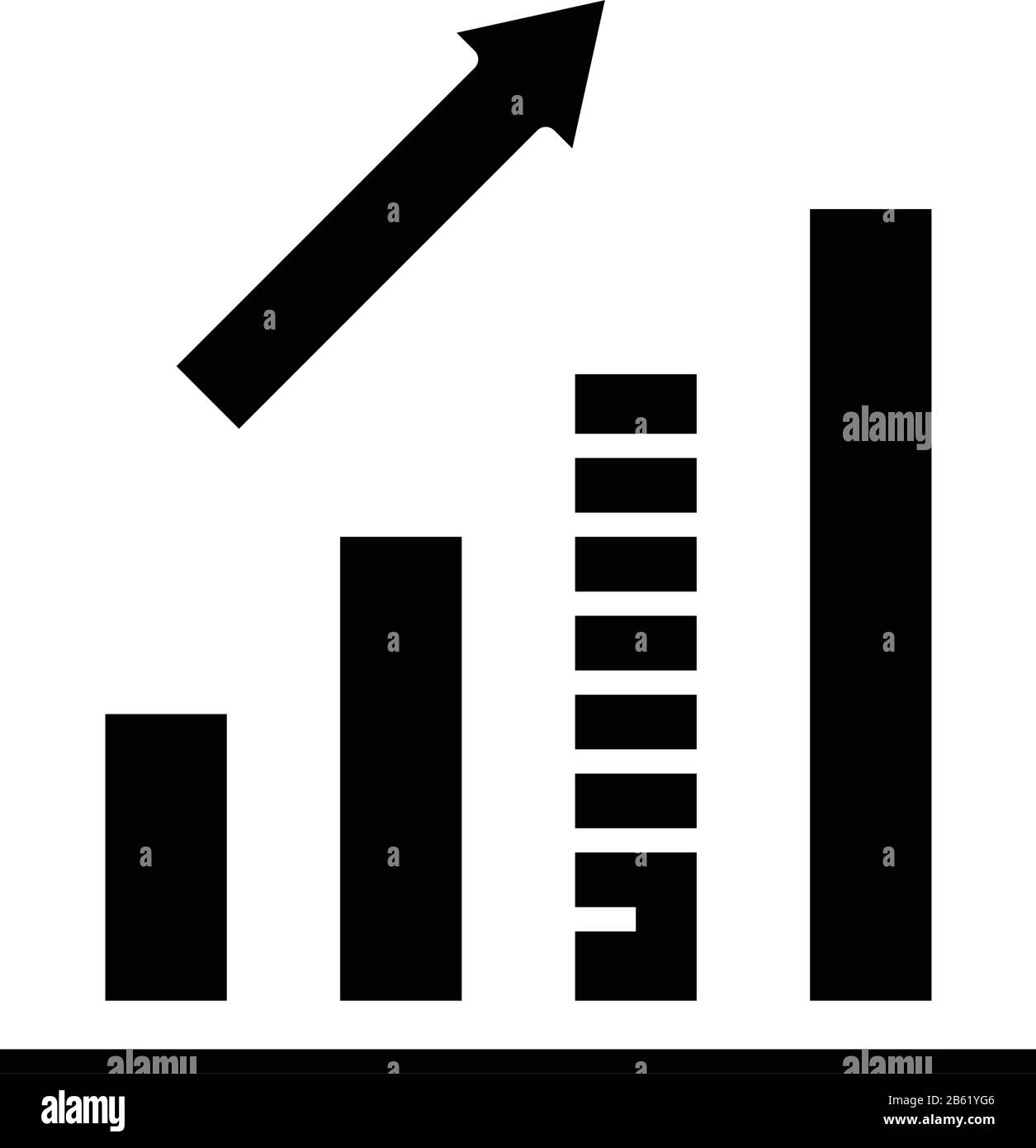 Trend chart black icon, concept illustration, vector flat symbol, glyph ...