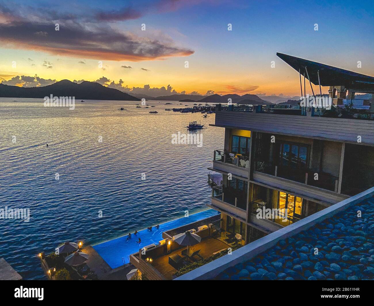 Coron town island sunset in Palawan, Philippines Stock Photo - Alamy
