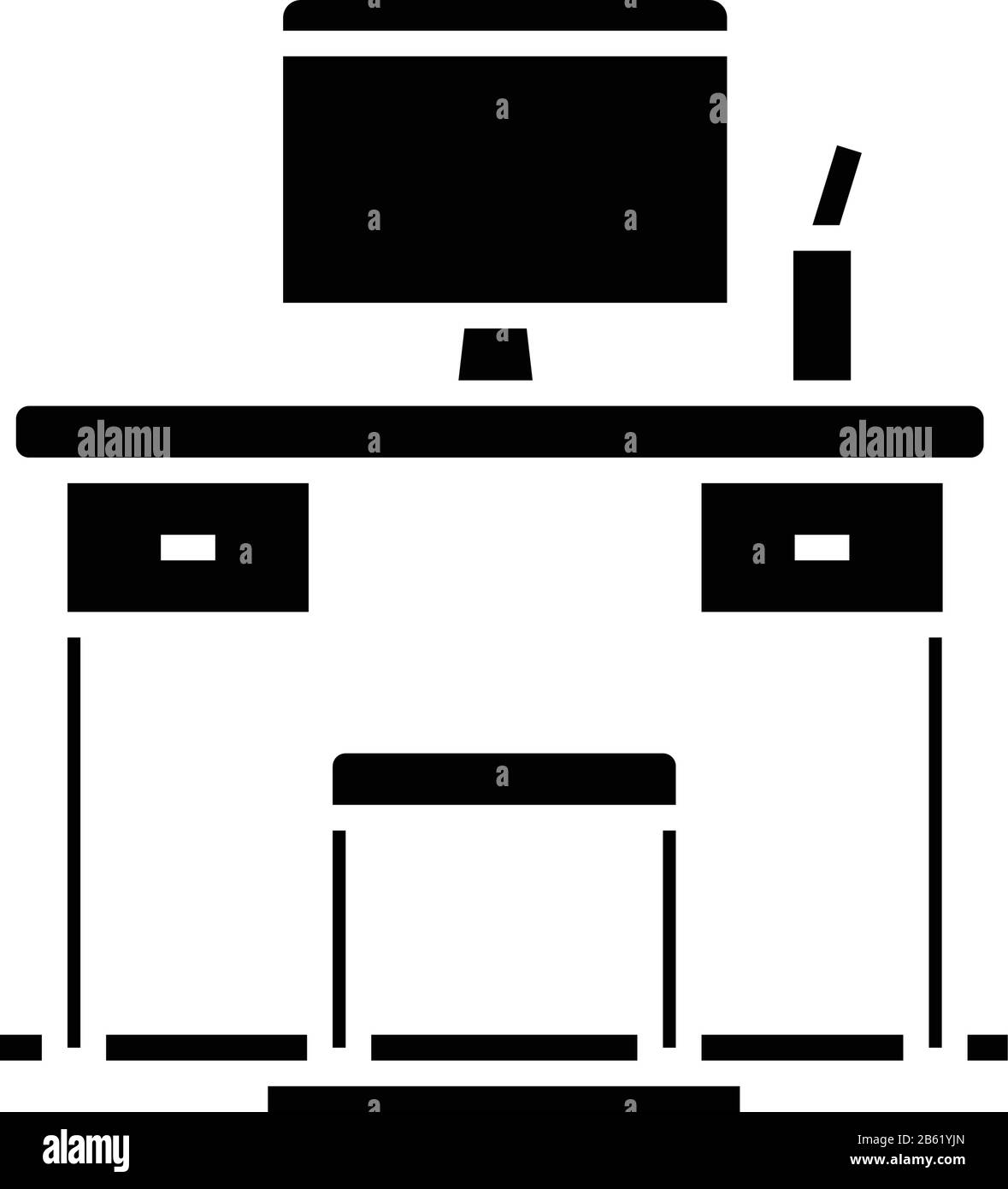 Work table line icon, concept sign, outline vector illustration, linear ...