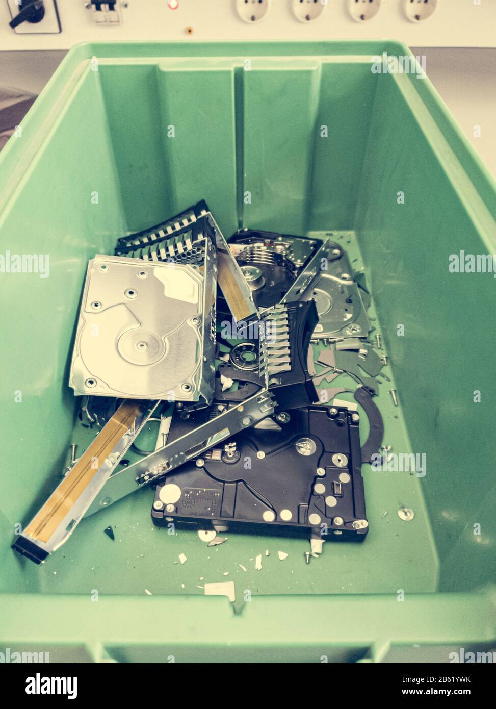 Electronic trash with various destroyed computer components Stock Photo ...