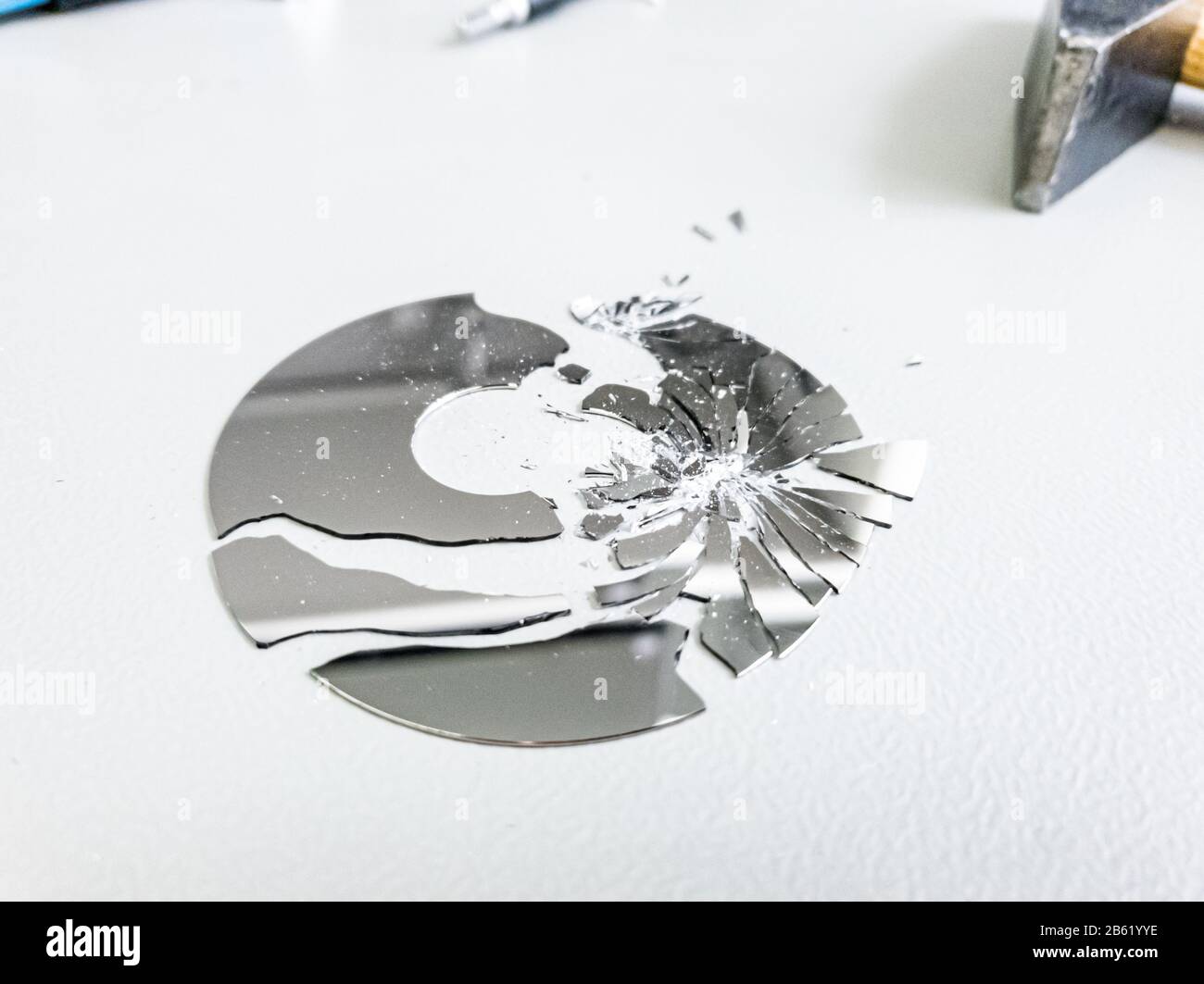 Shattered platter of computer hard drive disk Stock Photo - Alamy