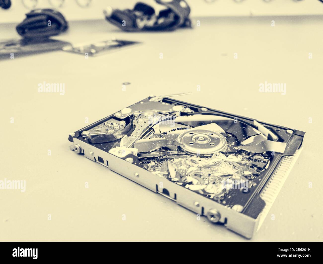 Shattered platter of computer hard drive disk Stock Photo - Alamy