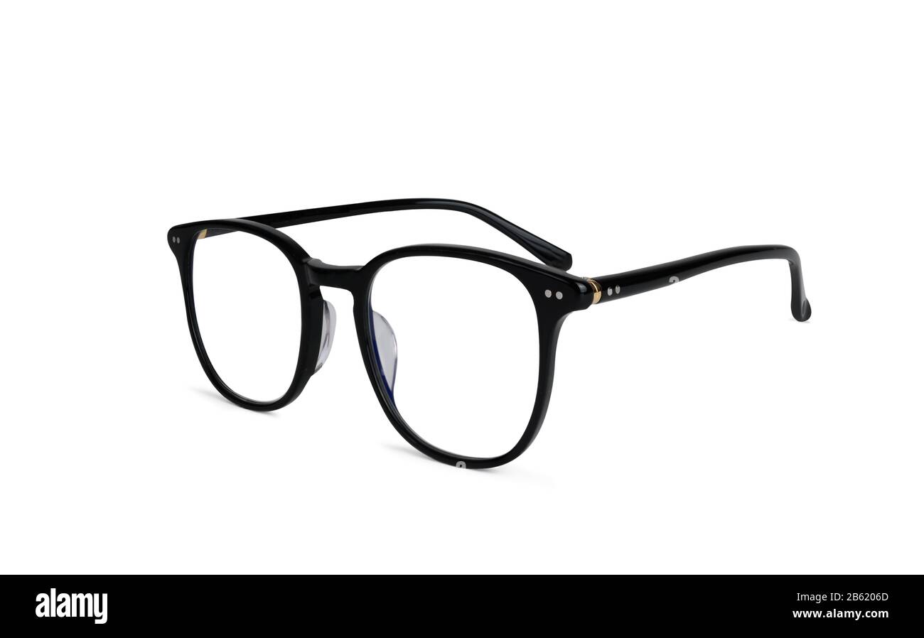 Front view plastic beautiful Fashion black color glasses on white ...