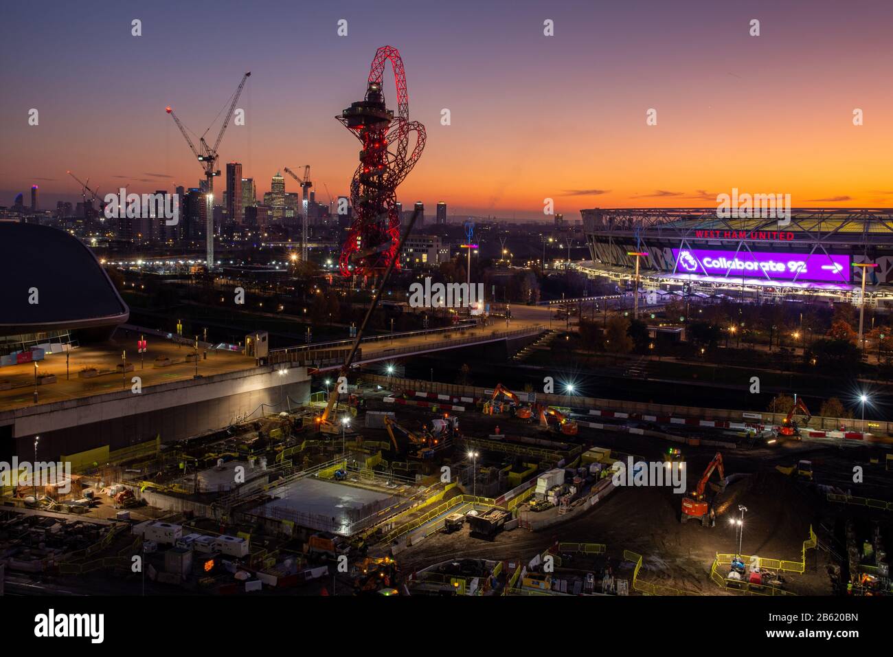 London, England, UK - December 4, 2019: Sun sets behind the ...