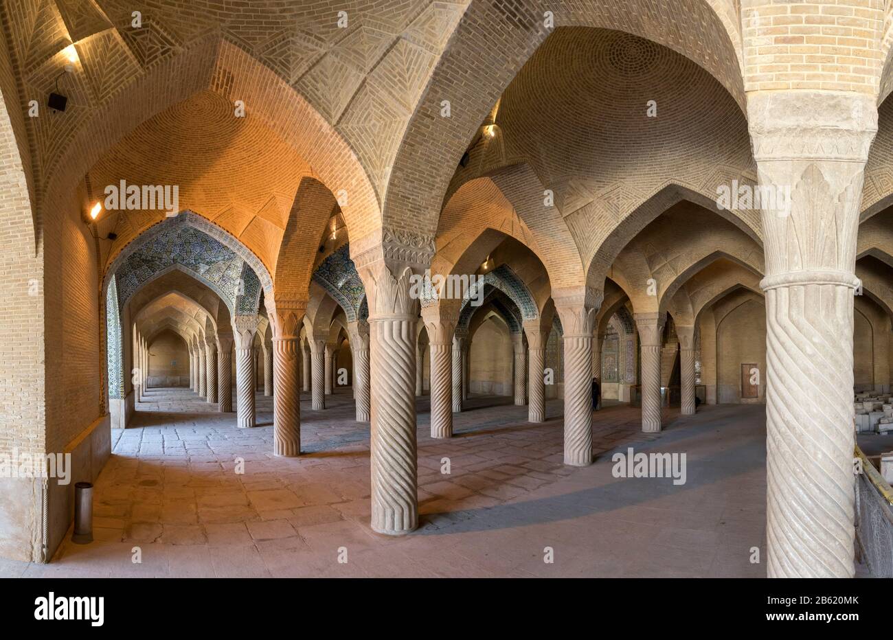 The southern prayer hall with its 48 marble pillars in the Wakil mosque ...