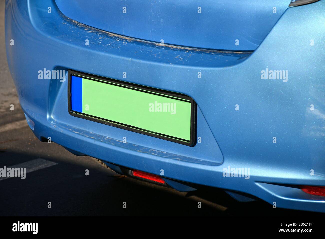 Green license plate of an electric car Stock Photo - Alamy